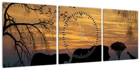 Obraz Safari (s hodinami) (90x30 cm)