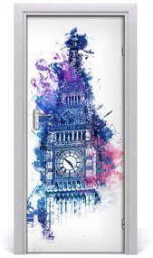 Samolepící fototapeta na dveře Barevný Big Ben 75x205 cm