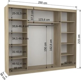 Posuvná skříň s zrcadlem DENIS 250