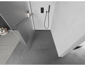 Mexen Kioto+, sprchová zástěna Walk-In s poličkou a věšákem 80 x 200 cm, 8mm sklo námraza, grafitový profil, 800-080-121-66-30