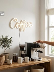 Sinsay - LED neonová lampa ve tvaru nápisu Coffee - bílá