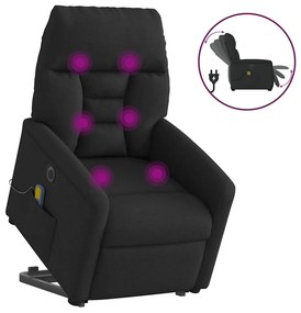 Elektrické zvedací masážní polohovací křeslo černé textil 3303064