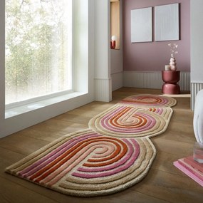 Růžový ručně tkaný vlněný běhoun 80x300 cm Spiral Shaped – Flair Rugs