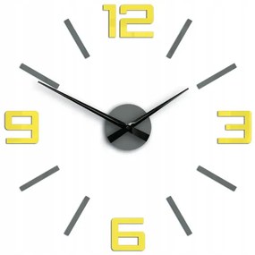 M.Clock Nástěnné akrylové hodiny 60x60cm šedo-žluté