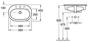 Villeroy & Boch 416156R1 - Zápustné umyvadlo O.NOVO 56x41 cm keramika/bílá