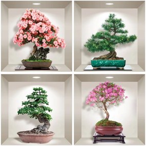 Sada 4 3D samolepek na zeď Ambiance Bonsai of Seasons