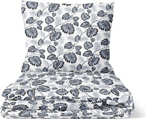 Krepové prodloužené povlečení Monstera - šedomodré Velikost: 140 x 220 + 70 x 90