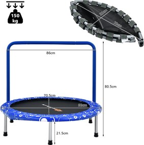 Costway Dětská trampolína mini trampolína skládací trampolína pro batolata modrá