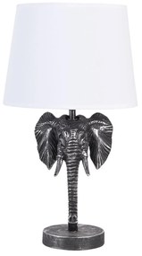 Stříbrno bílá stolní lampa s hlavou slona - 25*25*41 cm E27