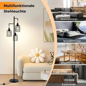 Costway Moderní stojací lampa 169 cm průmyslová stojací lampa s 3 stínidla nožní