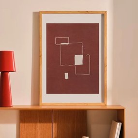 Červený abstraktní plakát Kave Home Evilda 56 x 42 cm
