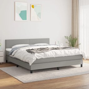 Box spring postel s matrací světle šedá 180 x 200 cm textil