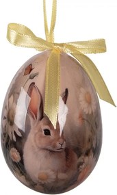 6ks dekorace barevné závěsné vajíčko s králíčky Spring Egg - Ø 5*8 cm