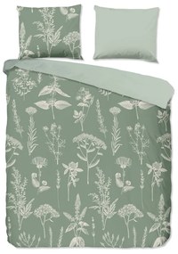 Zelené flanelové povlečení na dvoulůžko/prodloužené 200x220 cm Herbs – Good Morning