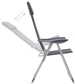 Kempingové židle z hliníku 2 ks 58 x 69 x 111 cm šedé - Default Title