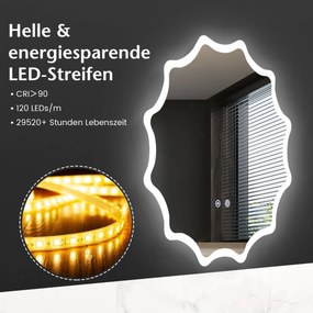 Costway Koupelnové zrcadlo s vlnitým designem vyhřívání zrcadla proti zamlžování