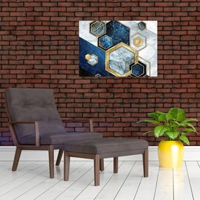 Obraz - Mramorové hexagony (70x50 cm)
