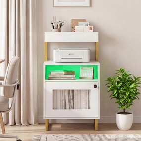 Costway Moderní noční stolek s LED osvětlením a horním tácem, pohovka