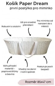 Ahojbaby Mojžíšův košík pro miminko Paper Dream white + matrace Basic