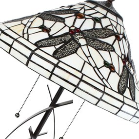 Stolní lampa Tiffany White Dragonfly - 41x69 cm E27/max 2x40W