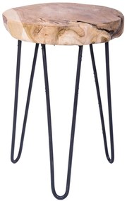 Dřevěná stolička s kovovými nohami