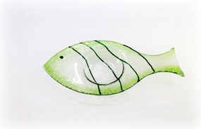 BDK-GLASS Skleněný svícínek rybička - FISH - zelená Rozměr: 17x8cm