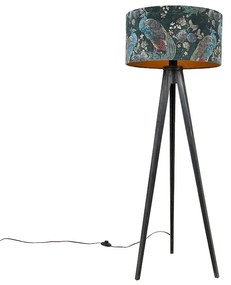 Stojací lampa stativ černý se stínidlem páv 50 cm - Tripod Classic