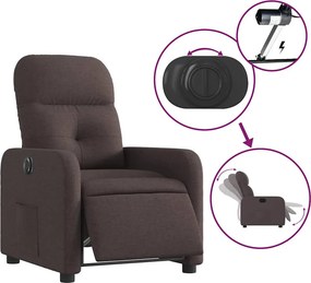 Elektrické polohovací křeslo tmavě hnědé textil 3206782