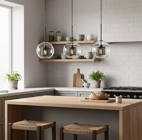 Toolight - Skleněná závěsná lampa loft APP557-1CP 20cm 1xE27 60W, černá, OSW-08750