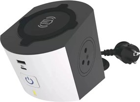 Legrand Prodluž. zásuvka s bezdrát. nabíj., 2 zásuvky, USB A+C, bílo-černá, 2 m