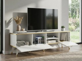 TV stolek CAROL 160 cm, bílá/zlatá