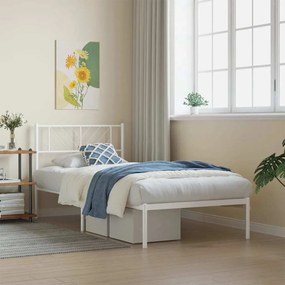 vidaXL Kovový rám postele s čelem 100 x 190 cm [372173] Barva: Bílá
