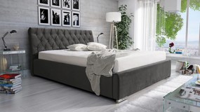 Eka Čalouněná postel LUXURIOUS 90x200 cm Barva látky Trinity: Tmavě šedá (Trinity 2315), Úložný prostor: Bez úložného prostoru