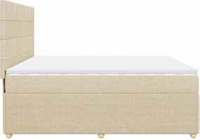 Box spring postel s matrací krémová 200x200 cm textil 3292168