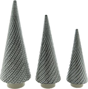 Šedý porcelánový dekorační vánoční stromek M - Ø 10*27 cm