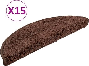 Schodové rohože 15 ks 56 x 17 x 3 cm hnědé půlkulaté 133895