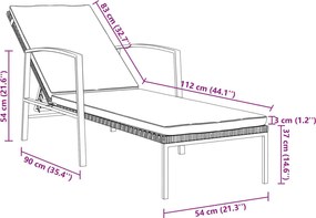 vidaXL Zahradní lehátka 2 ks se stolkem polyratan [317642] Barva: Hnědá