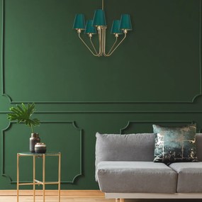 Lustr Victoria, 5x zelené textilní stínítko, g