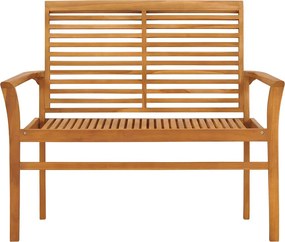 Zahradní lavice s šedou poduškou 112 cm masivní teak 3062650