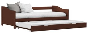 vidaXL Rám vysouvací postele/pohovky tmavě hnědý borovice 90 x 200 cm