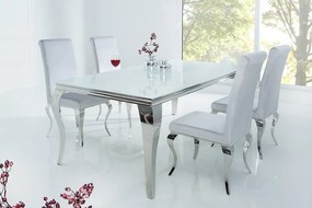 Jídelní stůl moderní barokní 180cm bílá stříbrná / 37903