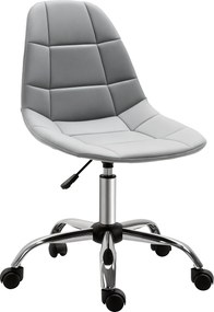 Vinsetto otočná židle, ergonomický a nastavitelný design bez opěrek, šedá, 59x59x81-91cm | Aosom