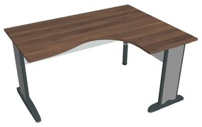 Stůl ergo vlna levý 160×120/80 cm - Hobis Cross CE 2005 L Dekor stolové desky: ořech, Dekor lamino podnože: šedá, Barva nohou: černá