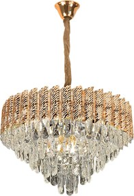 Toolight Toolight, křišťálové stropní svítidlo 50cm, 7xE14, G054-CP, zlatá, OSW-08948