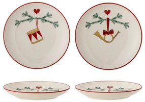 Krémové dezertní talíře s vánočním motivem z kameniny v sadě 2 ks ø 16 cm Yule – Bloomingville
