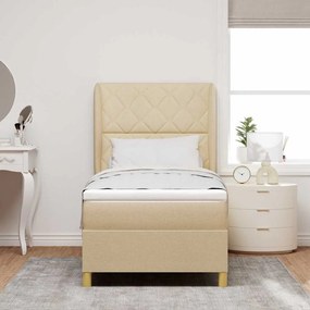 Postel s boxspringem s čelo Krémová 200 x 100 cm textil 3340807