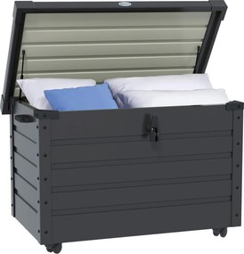 Zahradní box Outsunny, úložný box na kolečkách, úložný box se zámkem, rukojeť, zahradní truhla na balkon, terasu 100 x 62 x 65 cm, tmavě šedý