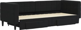 Válenda s přistýlkou a zásuvkami černá 80 x 200 cm samet 3196736