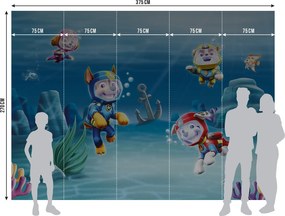 Dětská vliesová fototapeta na zed' Tlapková Patrola Zasahuje Pod Vodou | 375 x 270 cm | DFTDNXXL5076