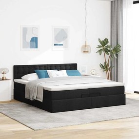 Osmanský rám postele s matrací černá 200x200 cm textil 3311652